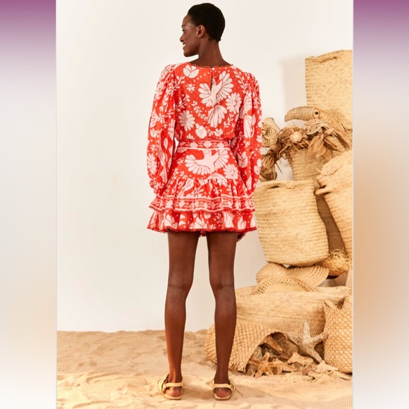 FARM Rio | Skirts | Farm Rio Orange Neon Jungle Mini Skirt | Poshmark